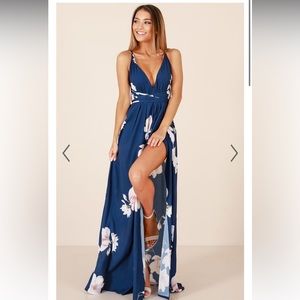 Showpo. | Dresses | Showpo Shine Through Maxi Dress In Navy Floral ...